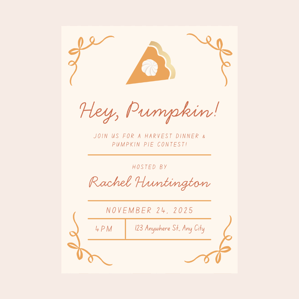SWEET AS PUMPKIN PIE DIGITAL PARTY INVITATION – Bonjour Fête