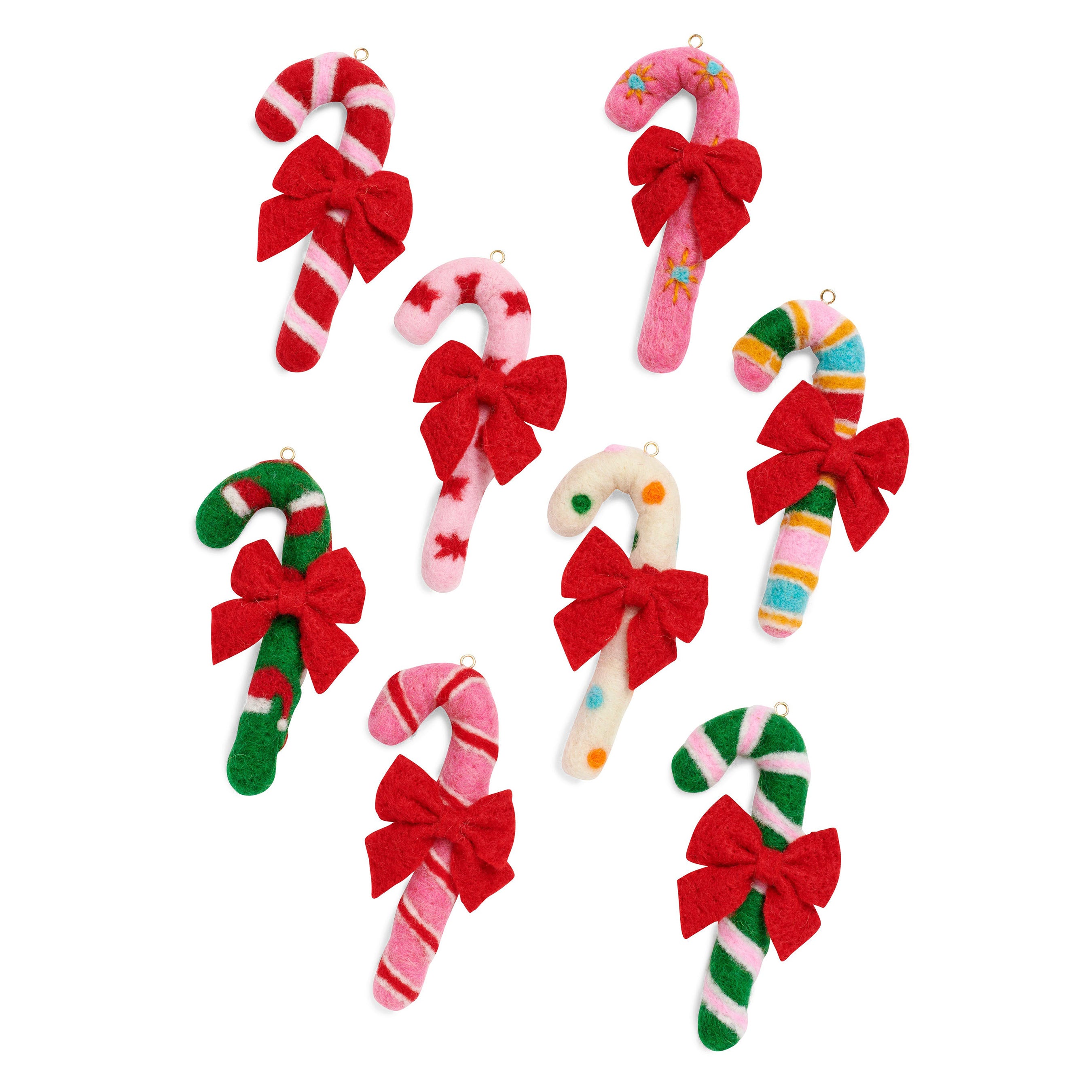 Assorted Set of 8 Candy Cane Ornaments, Multi – Bonjour Fête