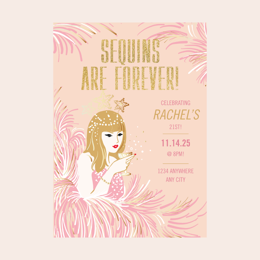 SEQUINS ARE FOREVER UNOFFICIAL SWIFTIE DIGITAL PARTY INVITATION ...