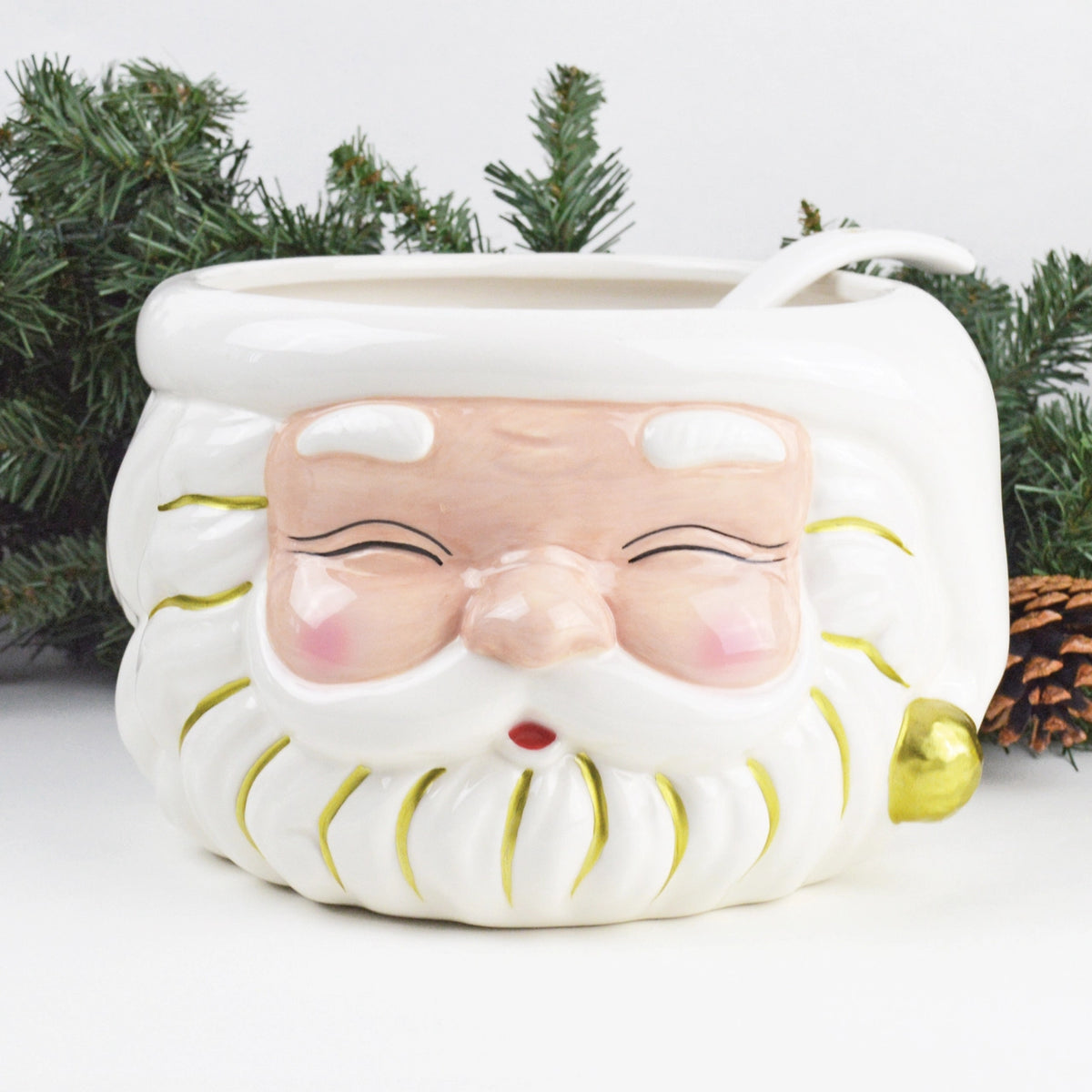 WHITE SANTA PUNCH BOWL WITH LADLE | Bonjour Fête