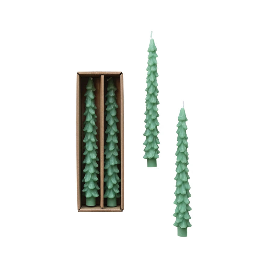 GREEN TREE SHAPED TAPER CANDLES – Bonjour Fête
