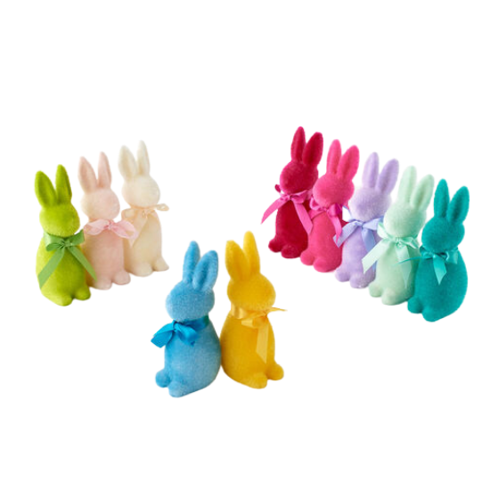 SMALL BRIGHT FLOCKED BUNNY DECORATION – Bonjour Fête