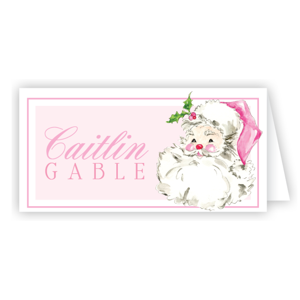 HANDPAINTED PINK SANTA PLACE CARDS – Bonjour Fête